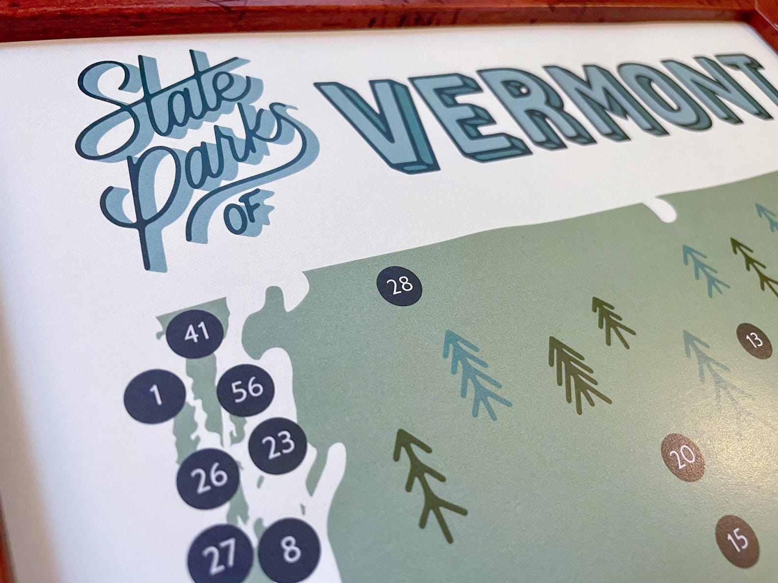 Vermont State Parks Map & Checklist | Vintage Green | 11x17" Print - Etsy