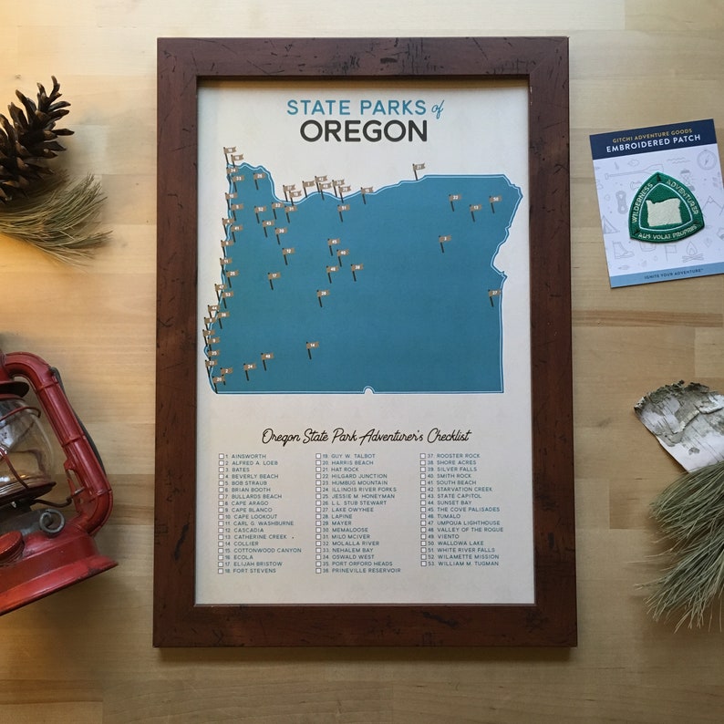 Oregon State Parks Map & Checklist | 11x17" Print - Etsy