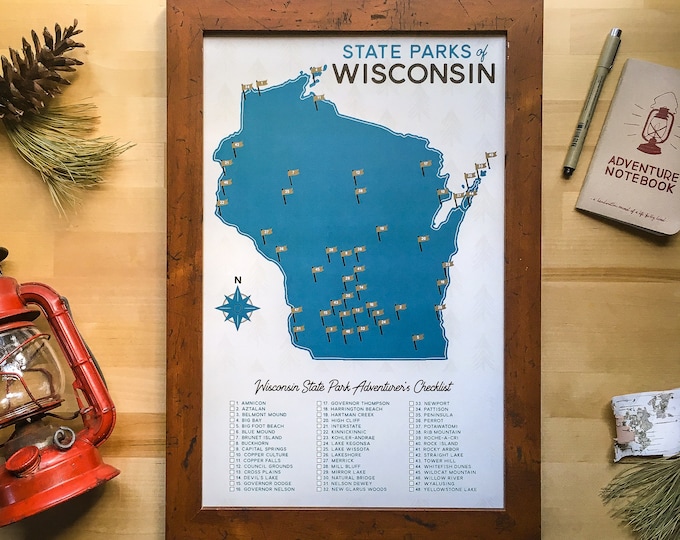 Wisconsin State Parks Sign I Wisconsin State Park Map-3 - Etsy