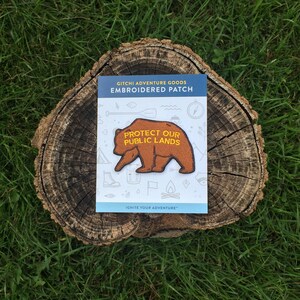Protect Our Public Lands Grizzly Bear Patch | 3" Iron-on Embroidered ...