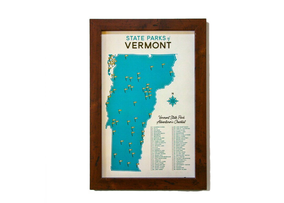 Vermont State Parks Map & Checklist | 11x17" Print - Etsy