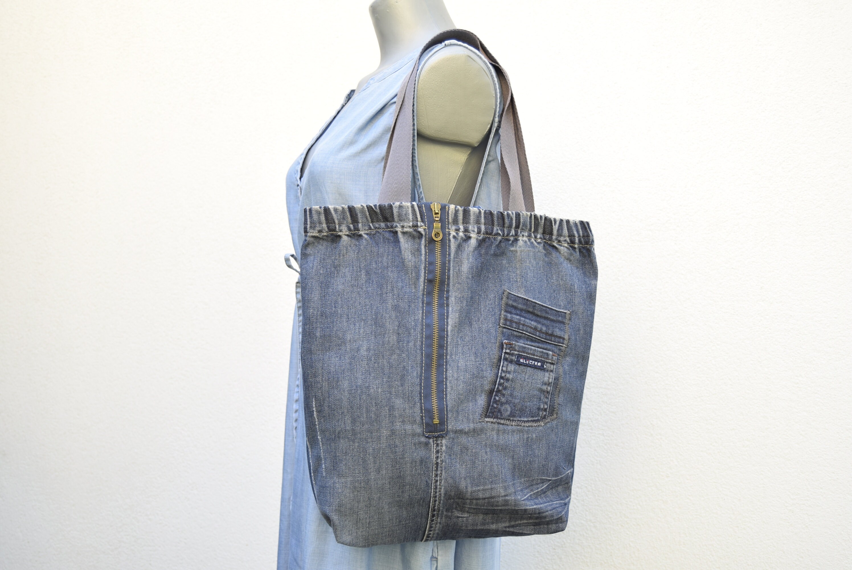 Patchwork Denim Bag,upcycled Denim Tote Bag,summer Denim Bag,slouchy ...