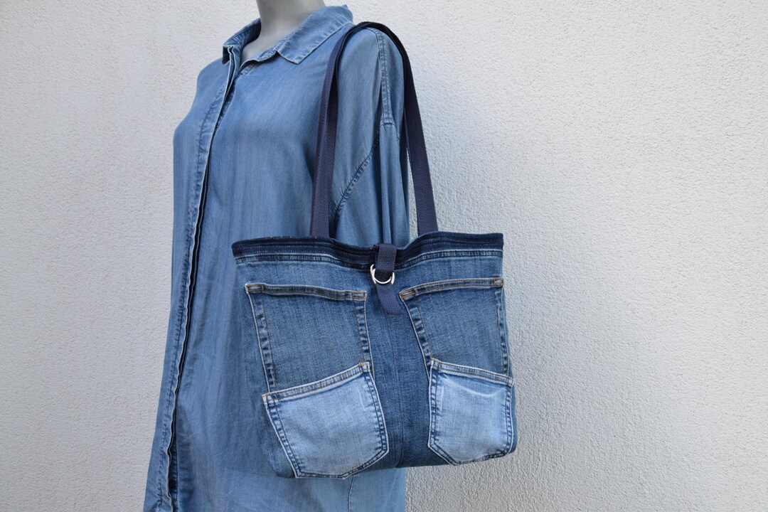 Patchwork Denim Bag,upcycled Denim Tote Bag,summer Denim Bag,slouchy Soft Shoulder Bag,hippie ...