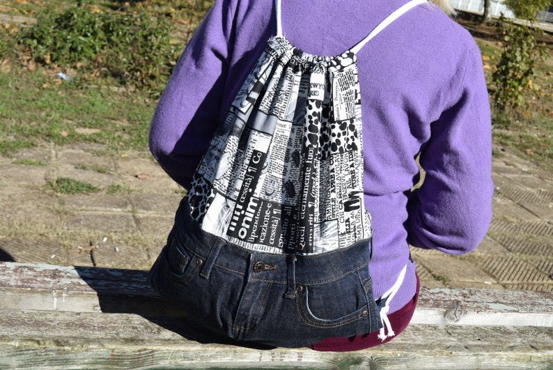 Denim Backpack, Drawstring Backpack, Boho Hippie Backpack, School ...