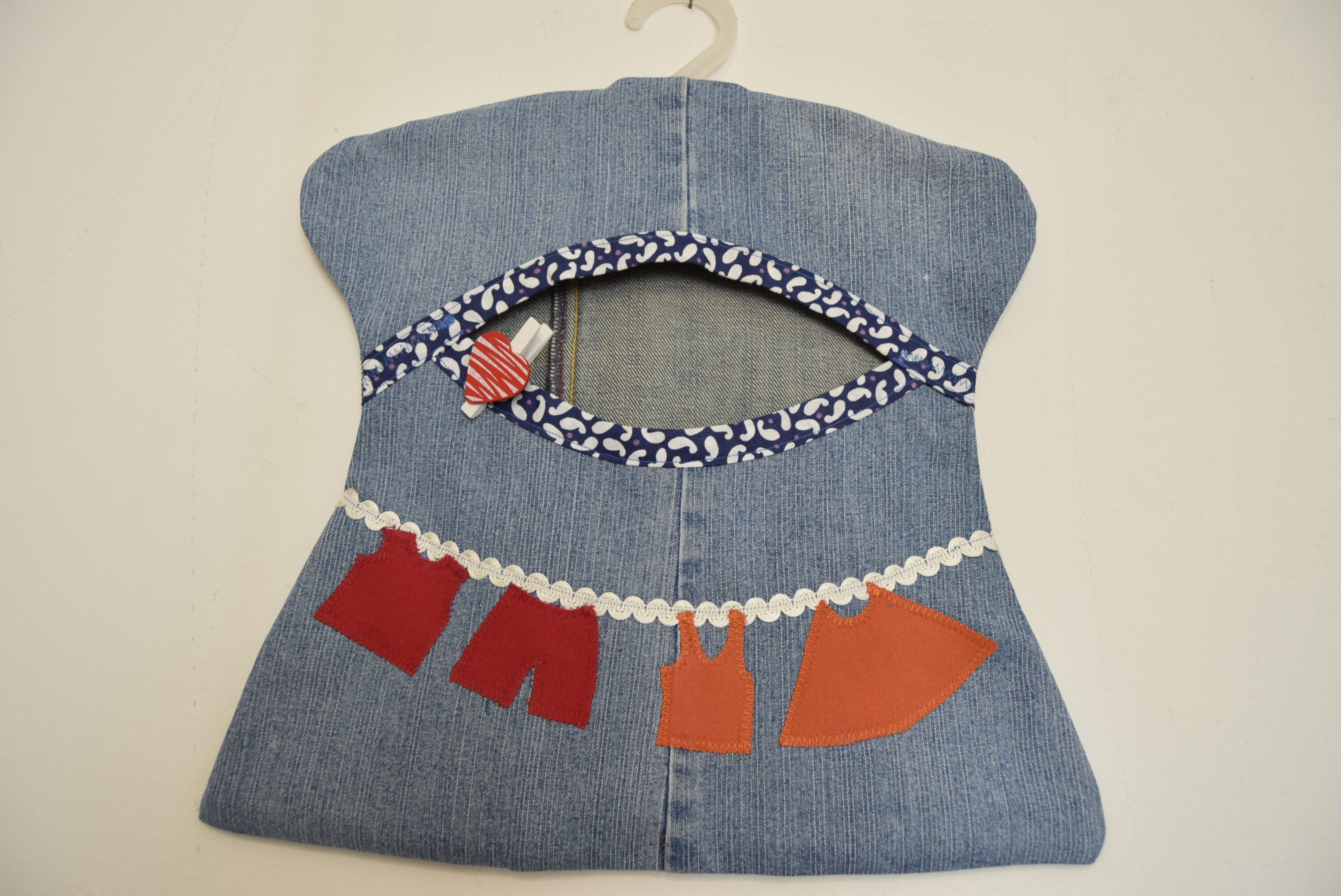 Clip Storage Bag, With Applications, Bag With Hanger, Denim Storage Bag ...