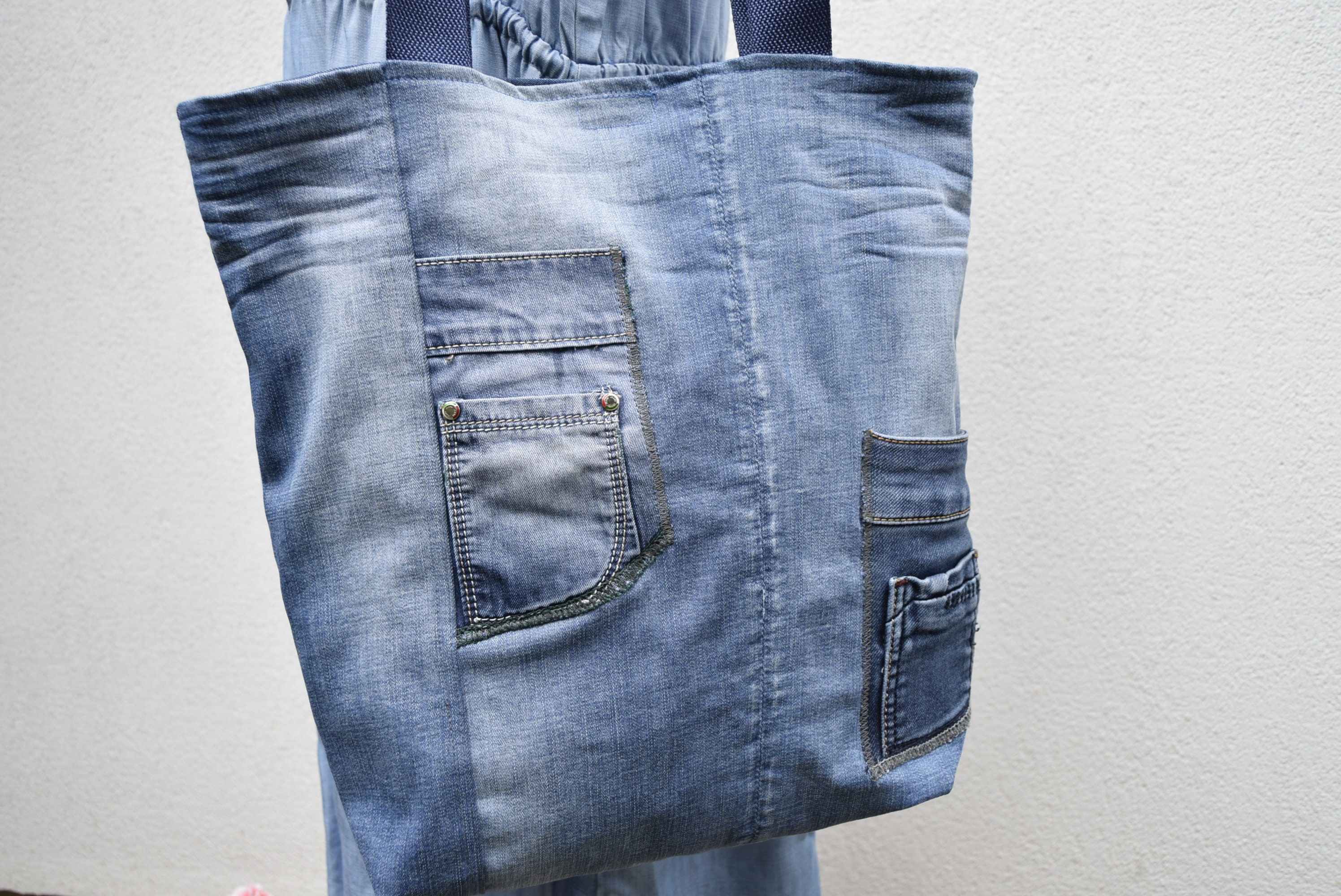 Patchwork Denim Bag,upcycled Denim Tote Bag,summer Denim Bag,slouchy ...