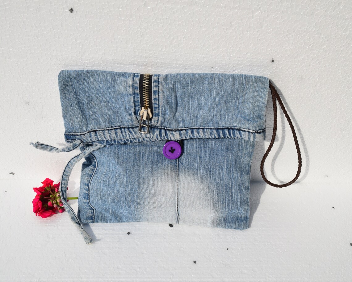 Recycled Denim Pouch, Denim Pouch, Denim Clutch, Jeansbag, Denim Purse ...