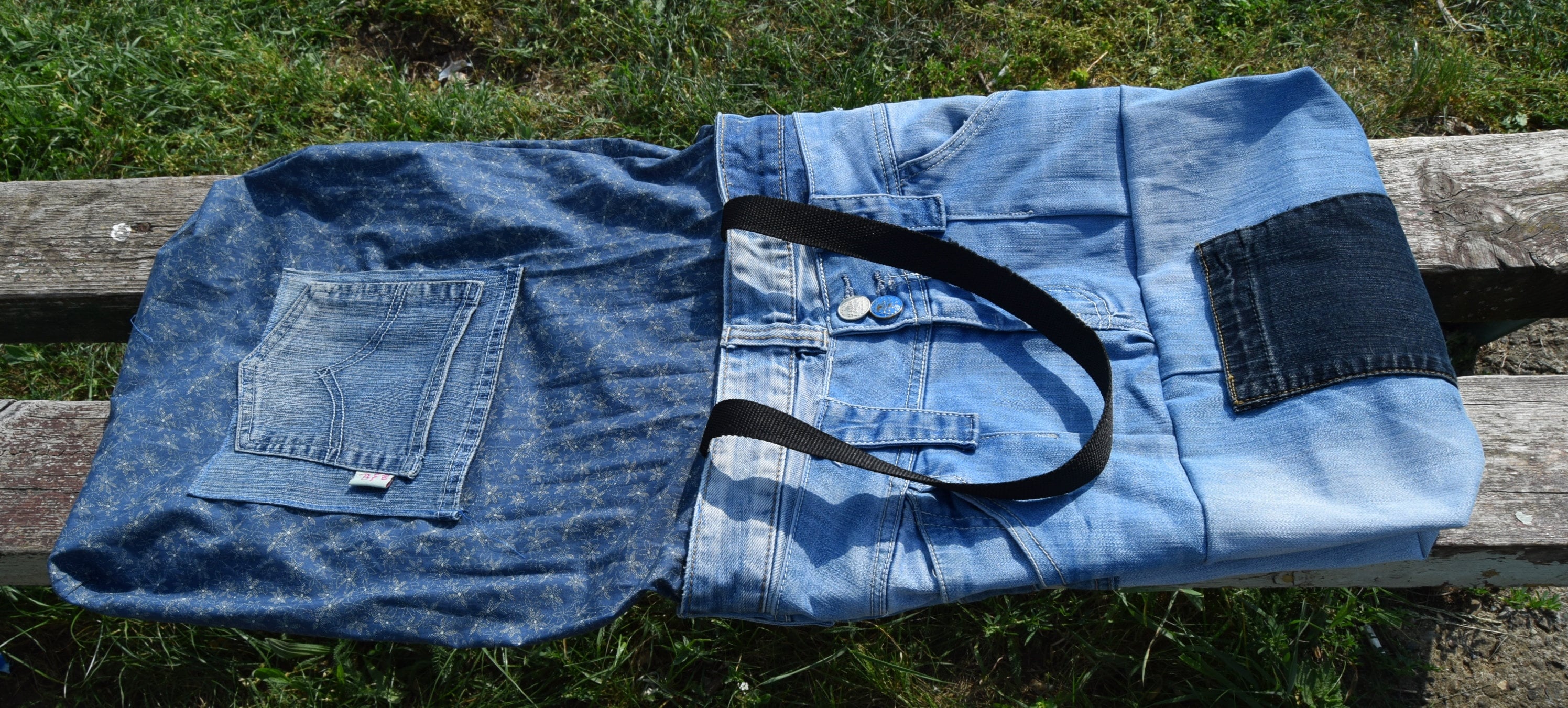 Very Big Denim Handbag, Recycled Denim Tote, Pachwork Tote Bag, Large ...