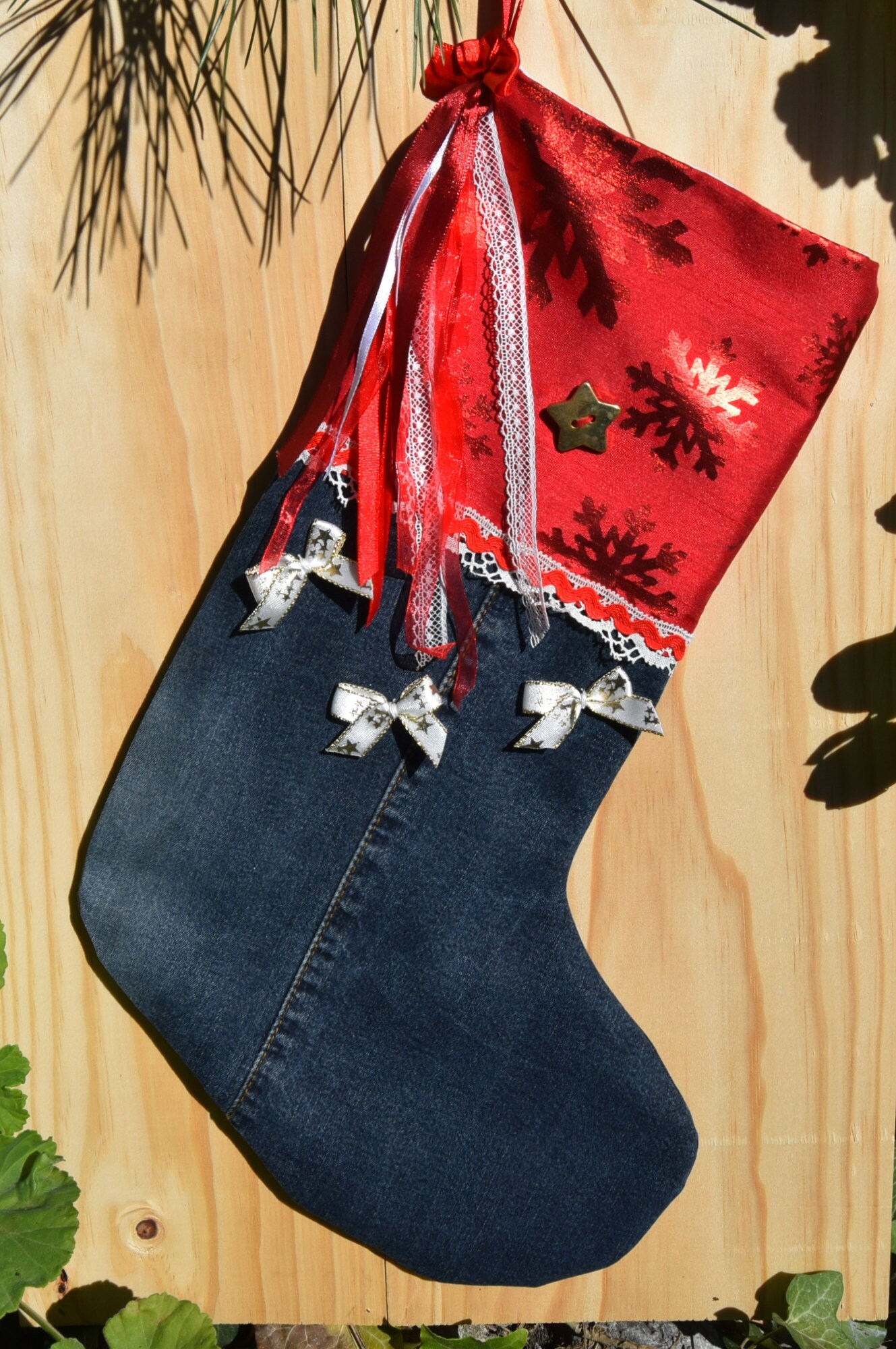 Christmas Stocking, Denim Stocking, Personalised Stocking, Personalized ...