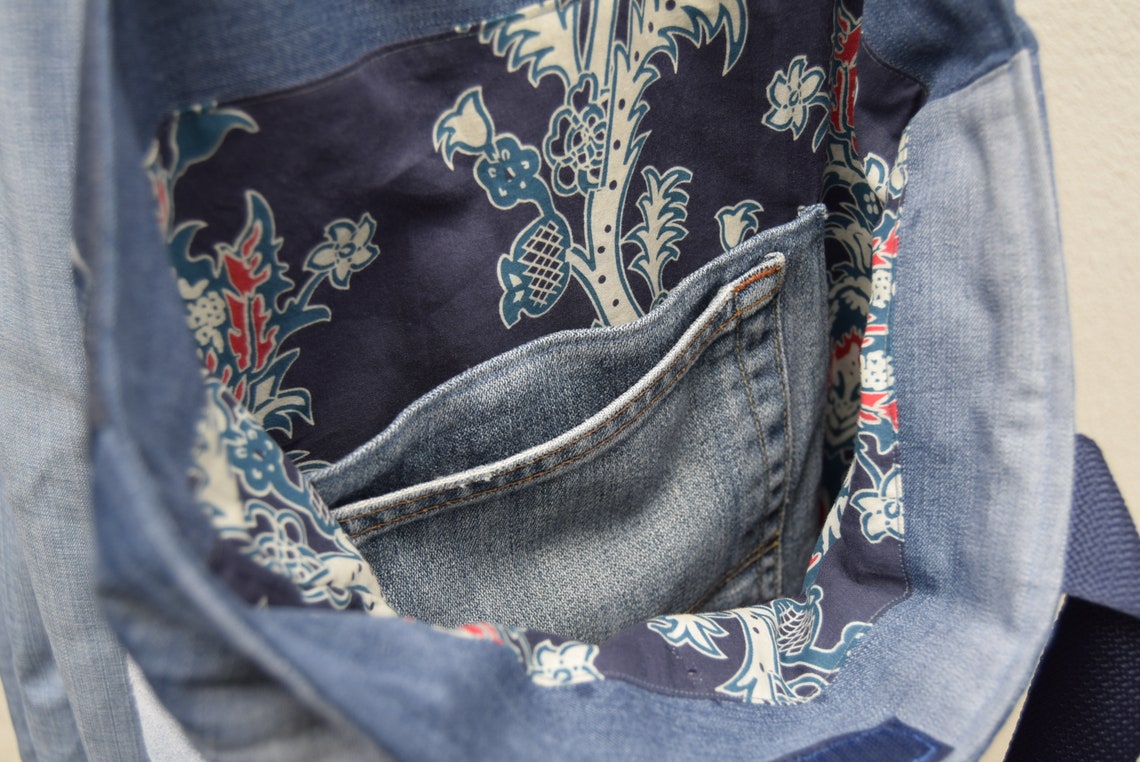Patchwork Denim Bag,upcycled Denim Tote Bag,summer Denim Bag,slouchy Soft Shoulder Bag,hippie ...