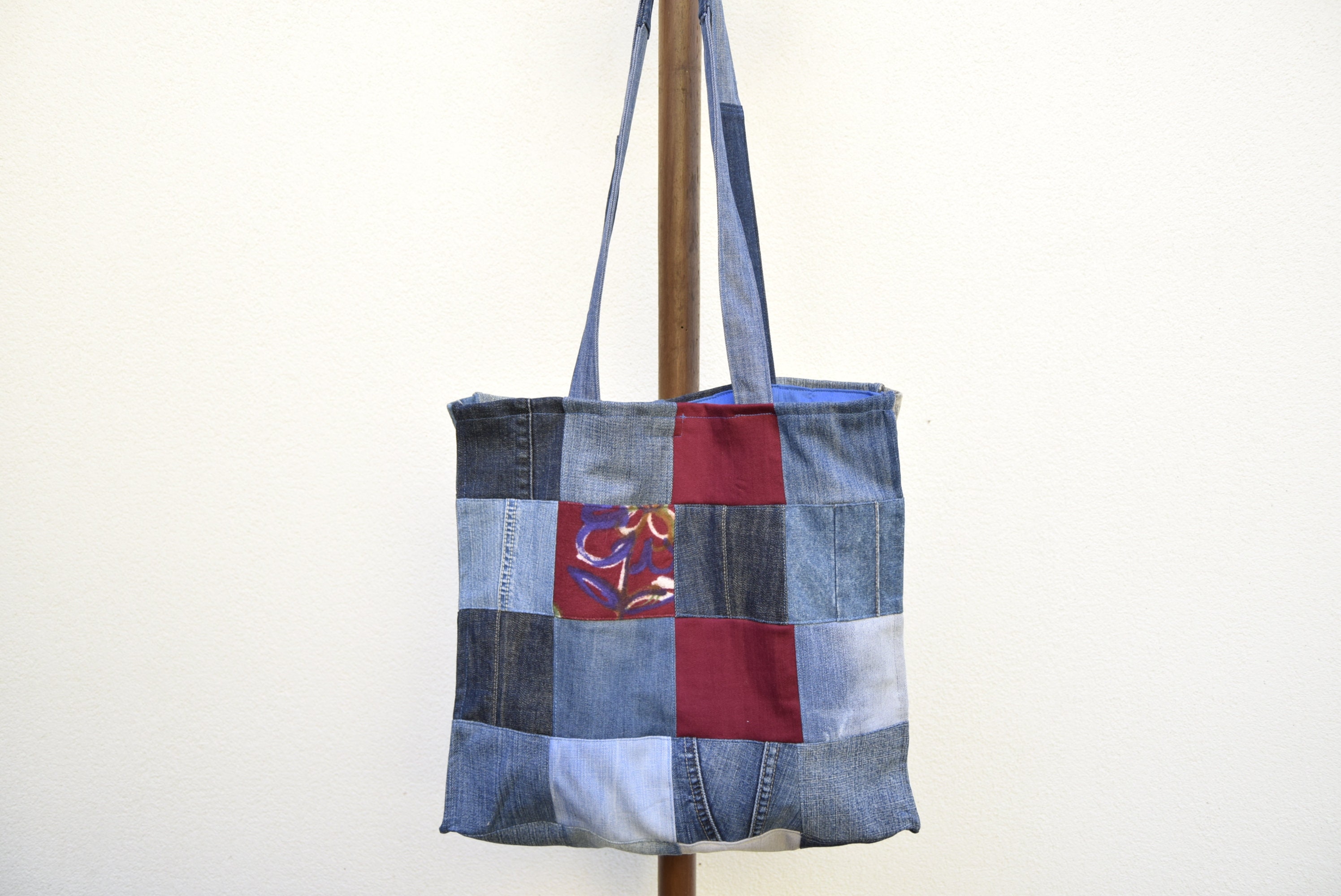 Patchwork Denim Bag,upcycled Denim Tote Bag,summer Denim Bag,slouchy ...