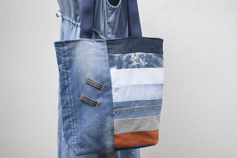 Patchwork Denim Bag,upcycled Denim Tote Bag,summer Denim Bag,slouchy Soft Shoulder Bag,hippie ...