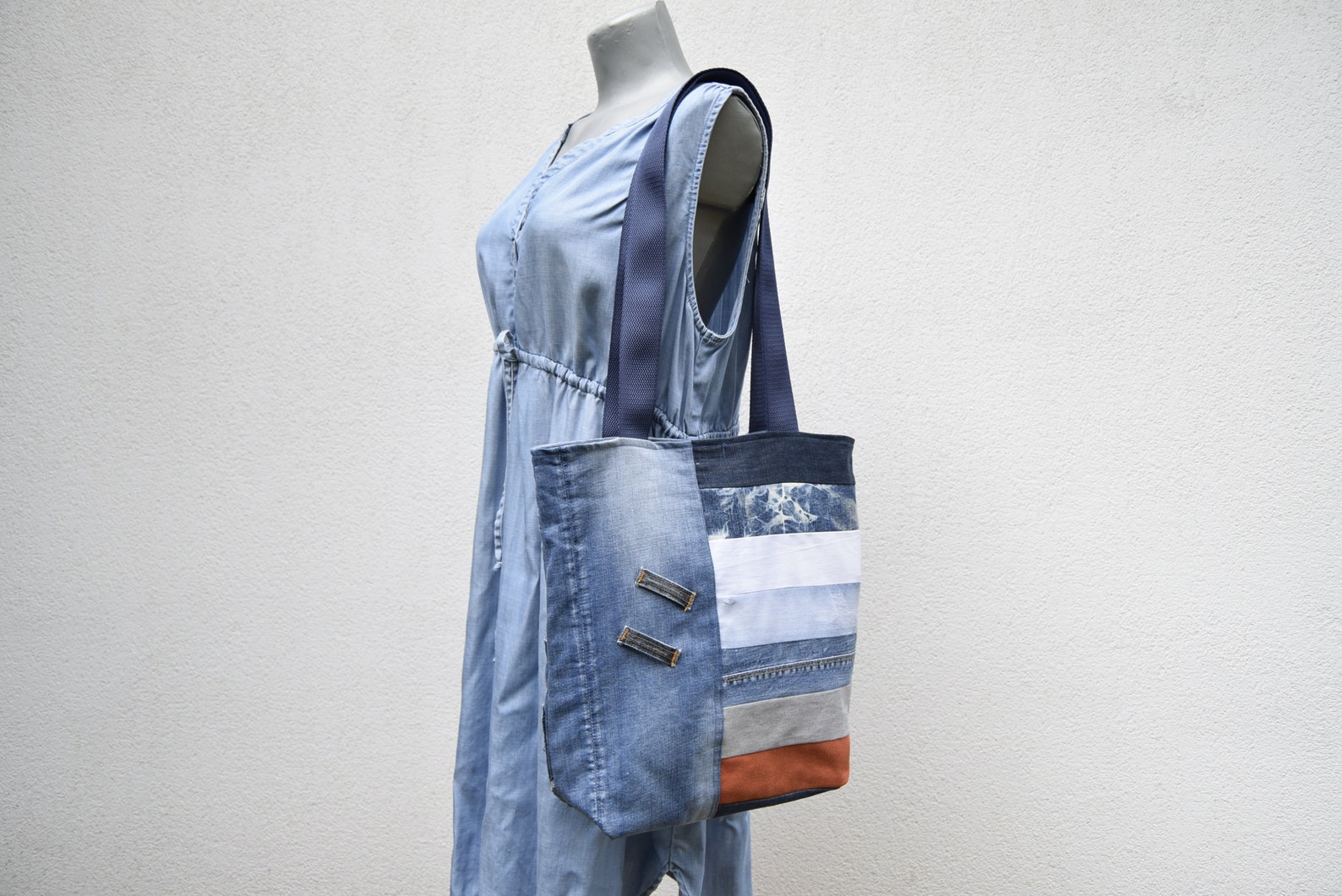Patchwork Denim Bag,upcycled Denim Tote Bag,summer Denim Bag,slouchy ...