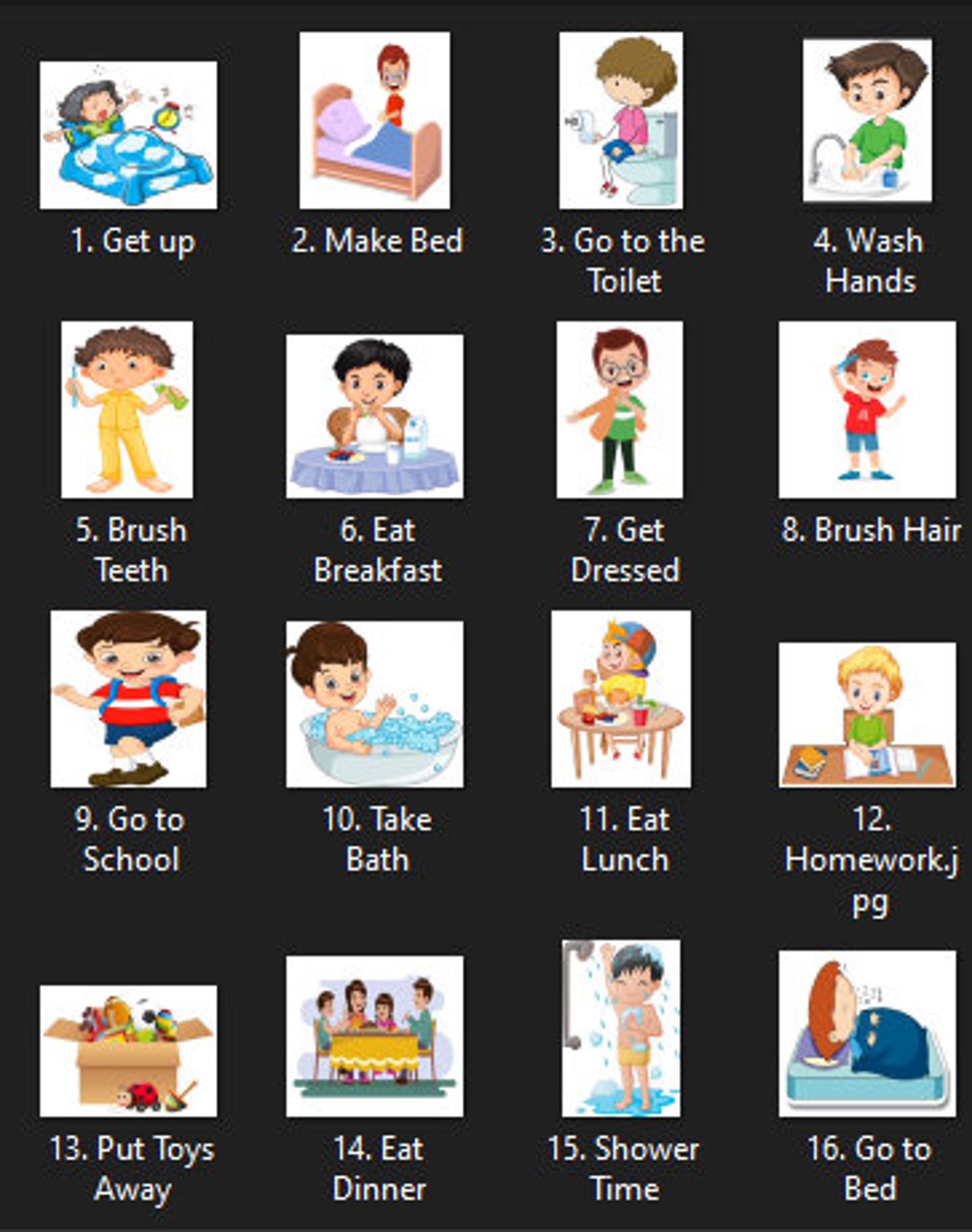 16 Printables Autism Daily Routine Chart Cards Visual Wall Planner ...