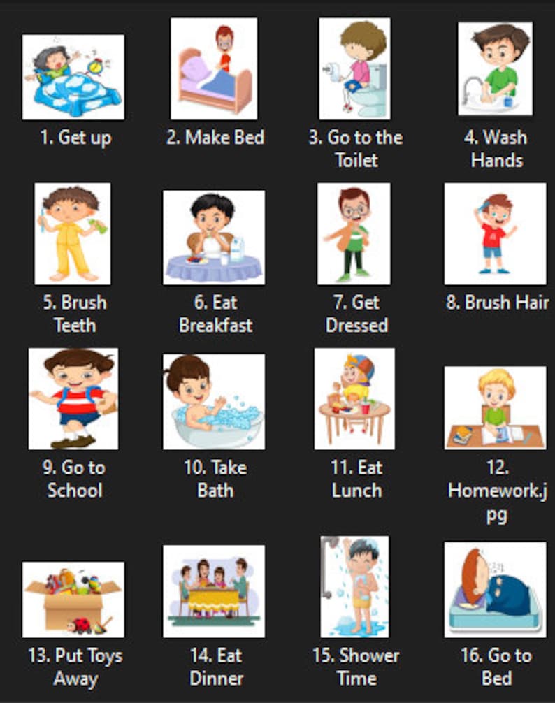 16 Printables Autism Daily Routine Chart Cards Visual Wall Planner ...