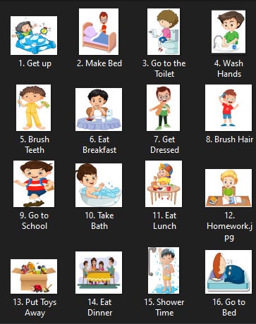 16 Printables Autism Daily Routine Chart Cards Visual Wall Planner ...