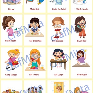 16 Printables Autism Daily Routine Chart Cards Visual Wall Planner ...