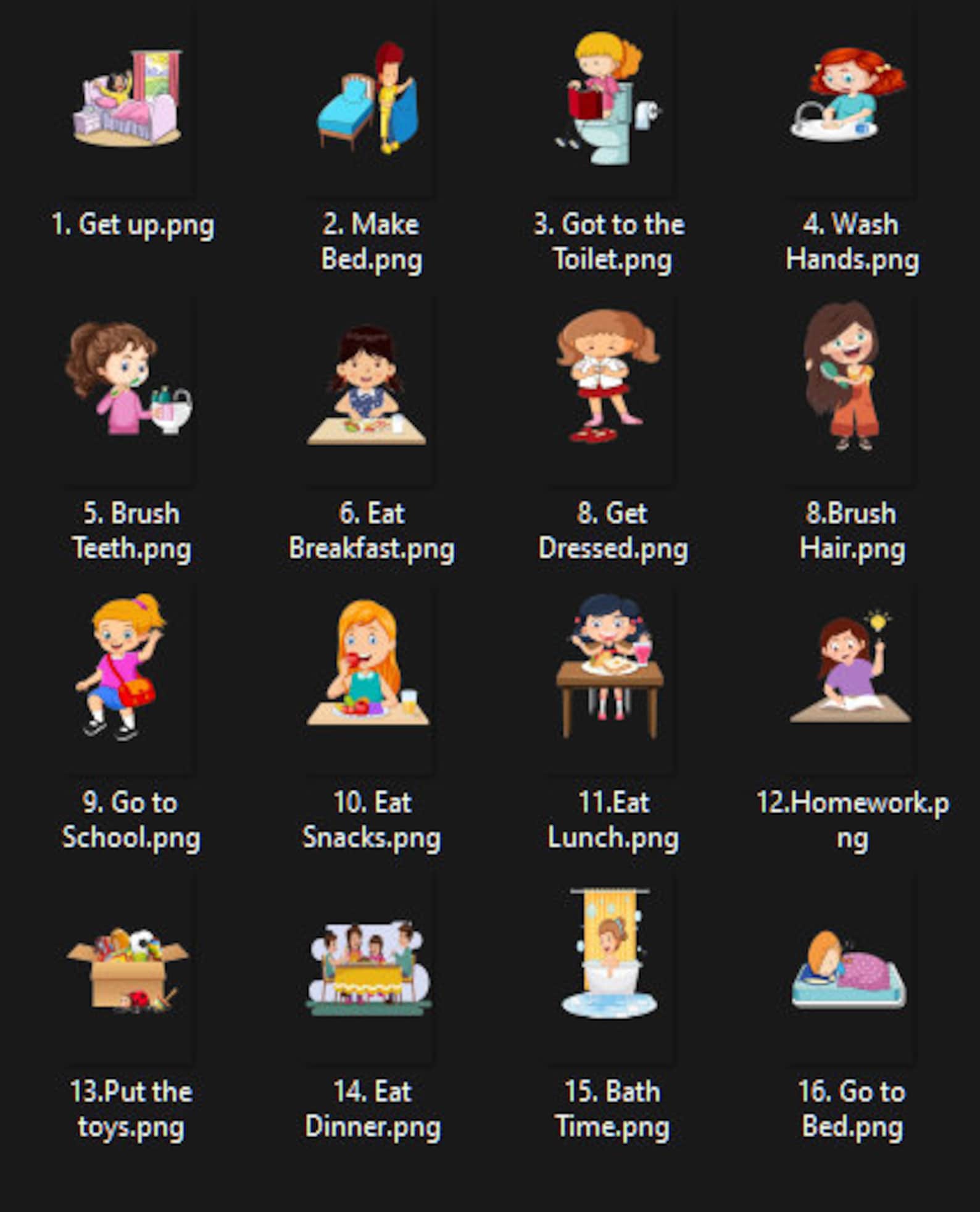 16 Printables Autism Daily Routine Chart Cards Visual Wall Planner ...