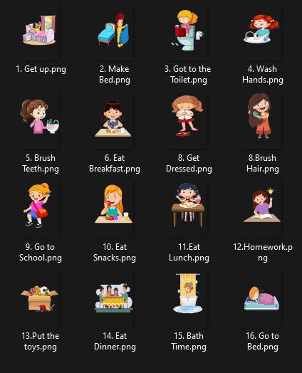 16 Printables Autism Daily Routine Chart Cards Visual Wall Planner ...