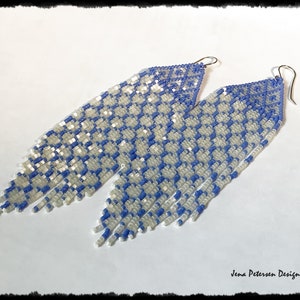 LONG BEADED FRINGE Earrings Boho Statement Earrings Periwinkle Blue ...