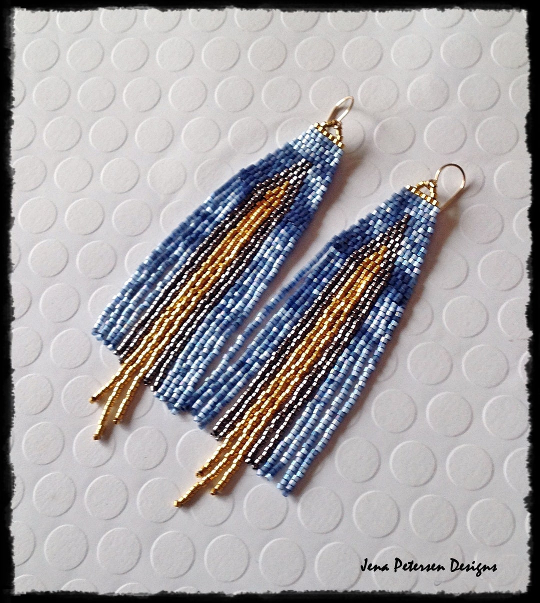 BLUE BEADED FRINGE Earrings Beaded Earrings Long Earrings 24k - Etsy