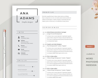 Minimal and Black White Clean Resume / CV Template - Etsy
