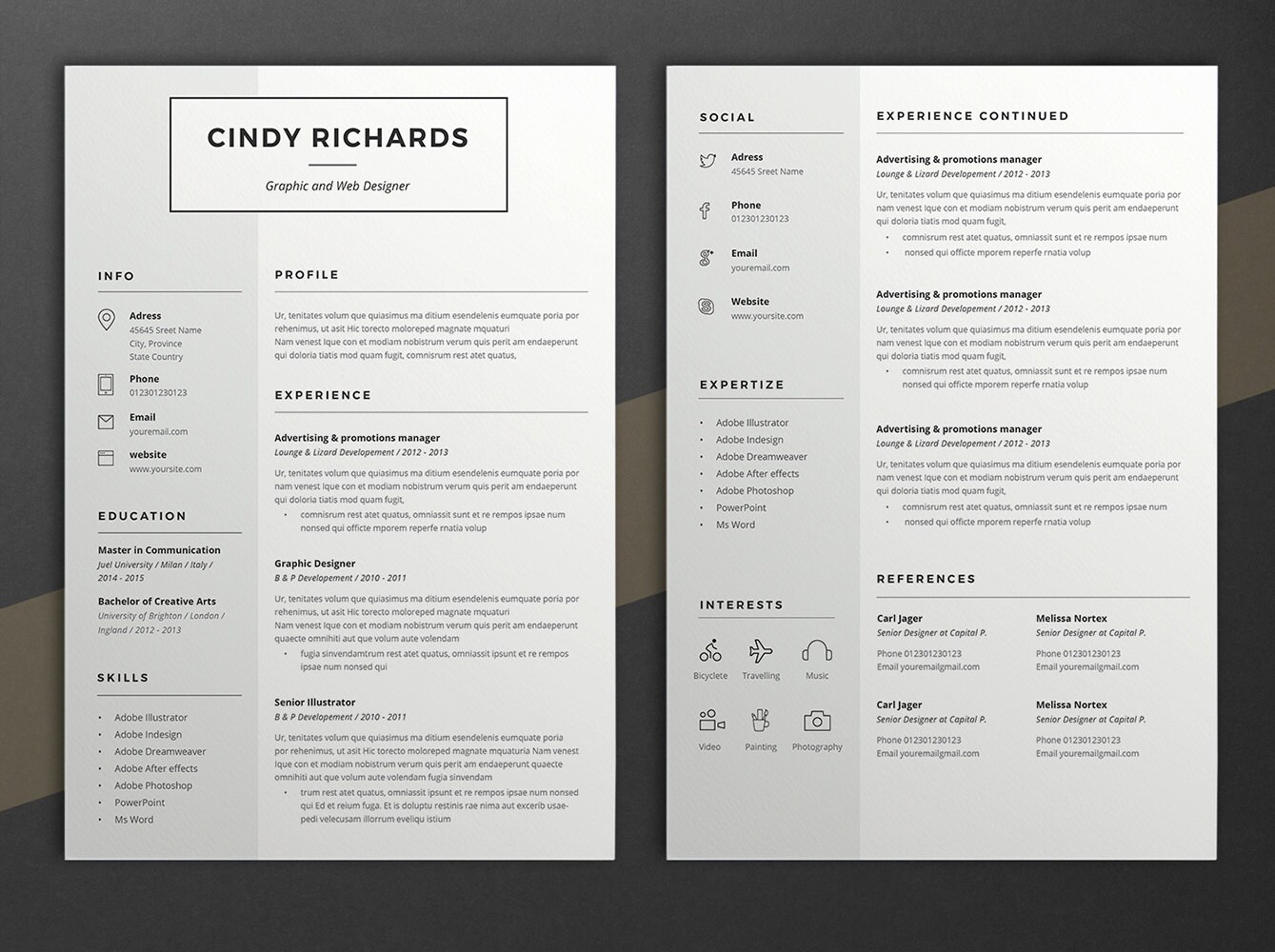 Word Resümee Bewerbung Word Lebenslauf | Etsy