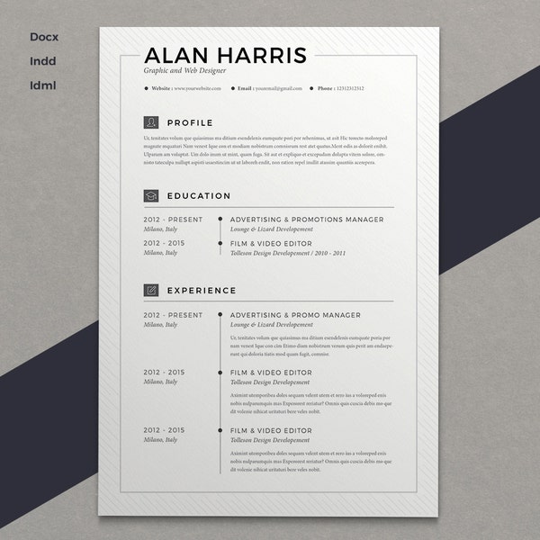Professional Resume Template Compact 1 Page Resume Template Modern One ...