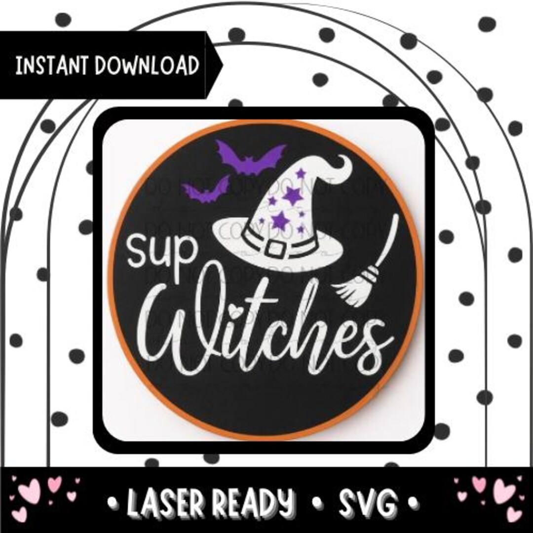 Sup Witches Halloween Wreath SVG: Spooky Door Sign (digital Download - Etsy