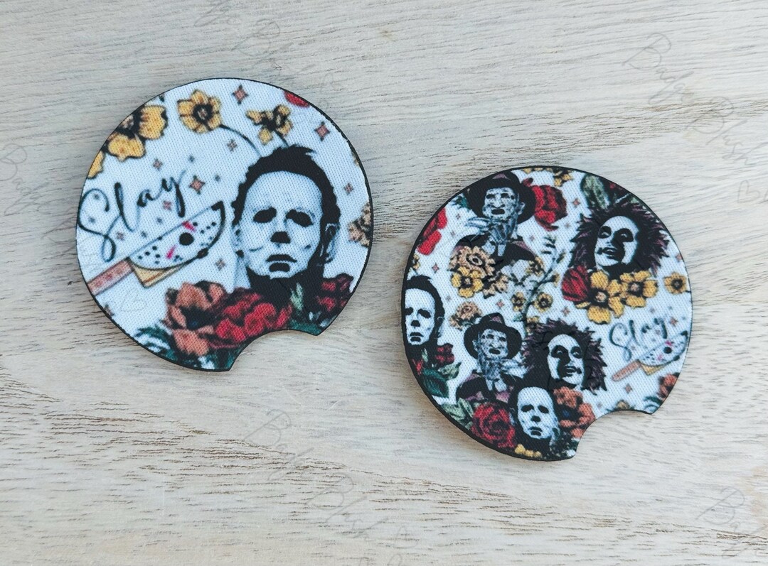 Michael Myers Car Coster, Slay Michael Myers, Floral Horror Car Coaster ...