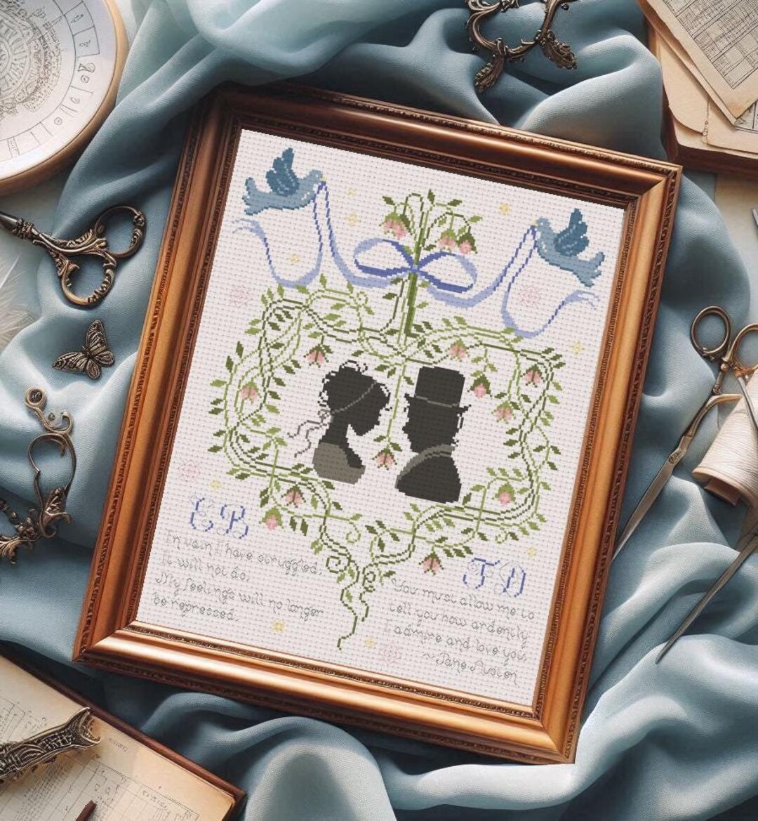 Pride and Prejudice Jane Austen Mr. Darcy and Elizabeth Bennet Sampler ...