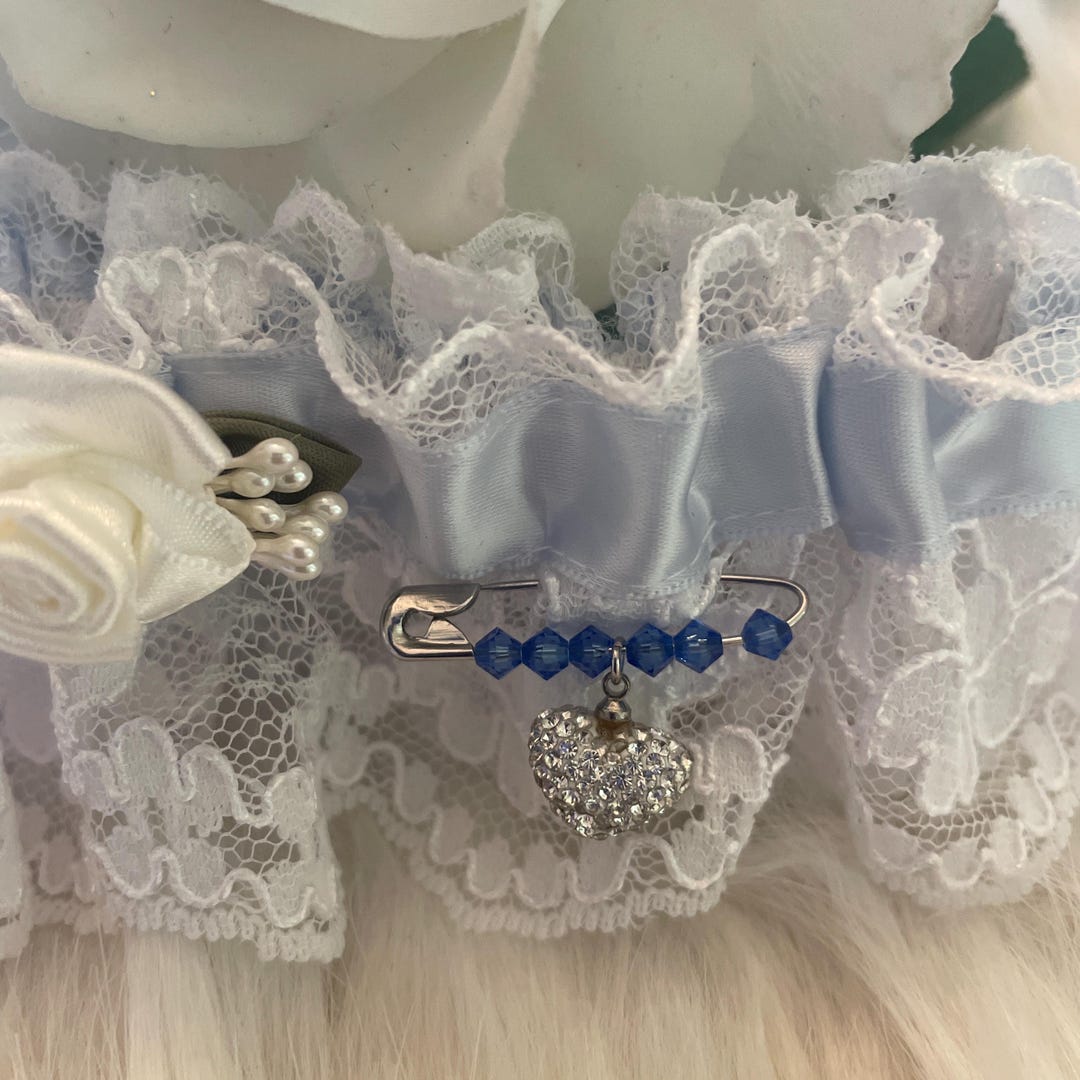 Something Blue Garter Pin – Rhinestone Heart, Wedding Keepsake - Etsy