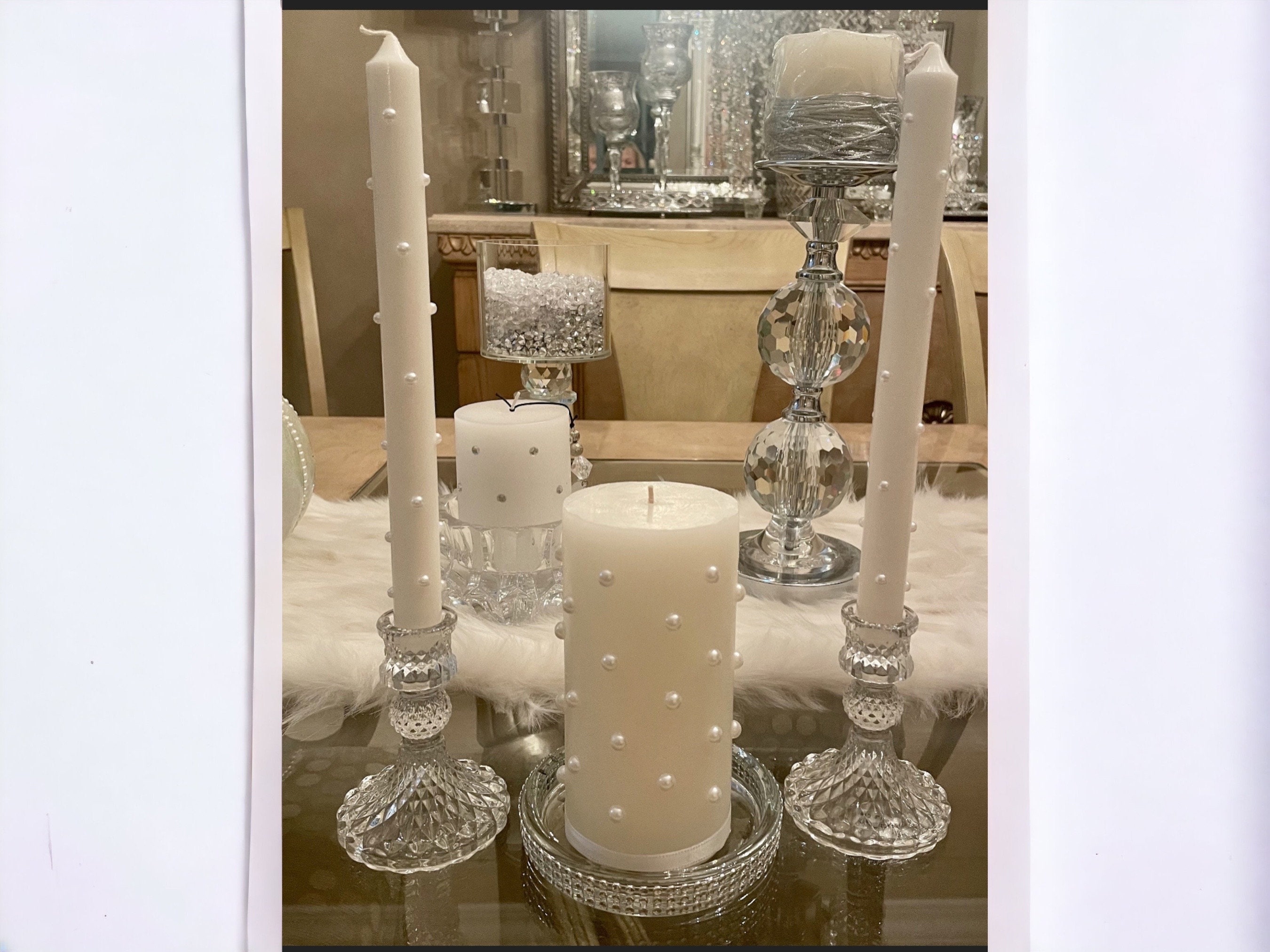 Crystal and Rhinestone Unity Candle Holders Set - Luxury Candle Holder ...