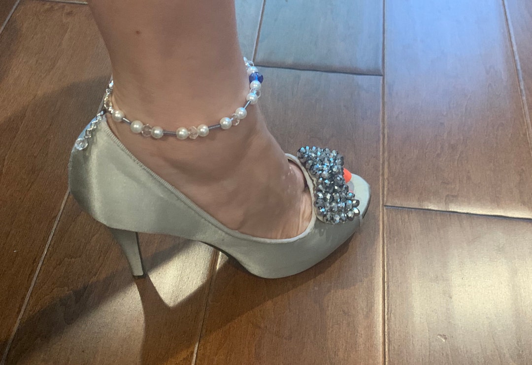 Something Blue Bridal Anklet - Bridal Blue Anklet - White Pearl Anklet ...