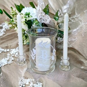 Glass Unity Candle Holder Set. Set of Three. Vinyl Wedding Monogram ...