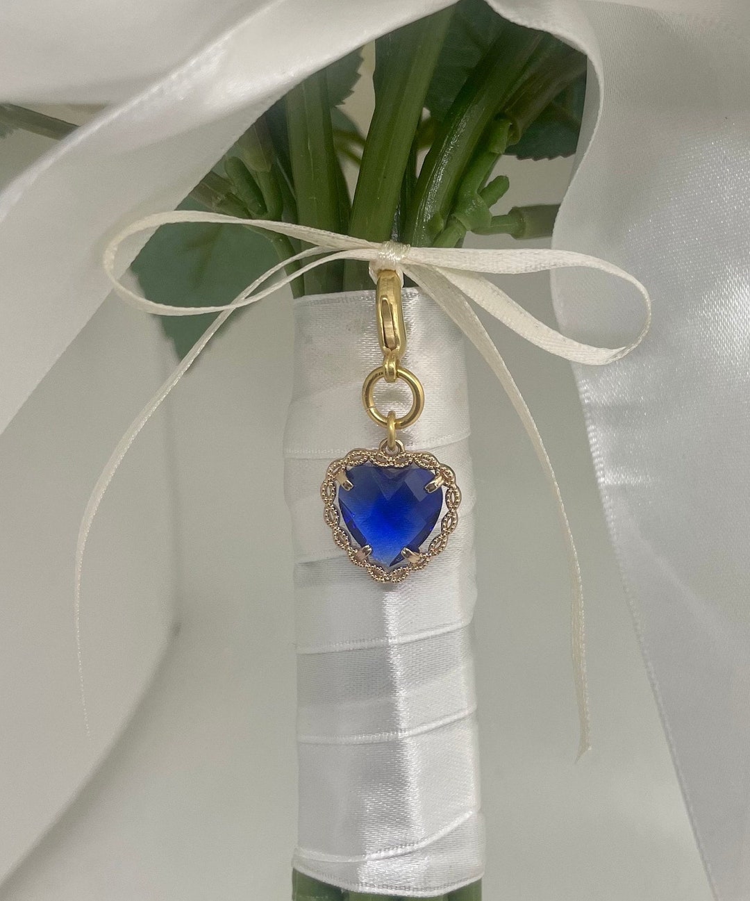 Blue Heart Bridal Bouquet Charm. Something Blue. Bouquet Accessory ...