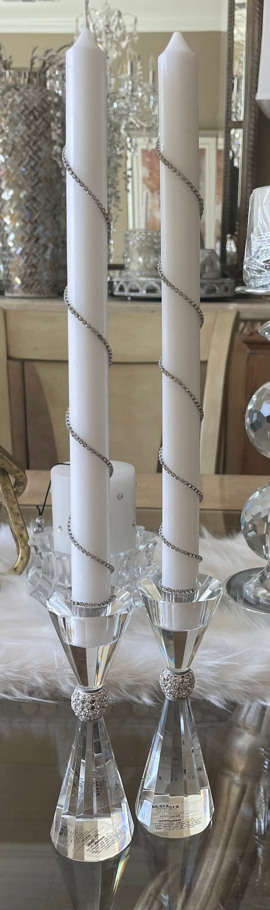 Rhinestone Chic Taper Candles - Luxury Candle Set - Elegant Candles Set ...