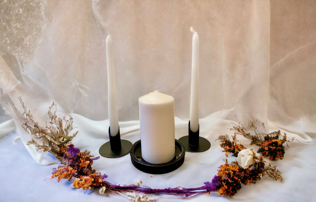 Black Unity Candle Holders Set Metal Candle Holders Bridal Candle ...