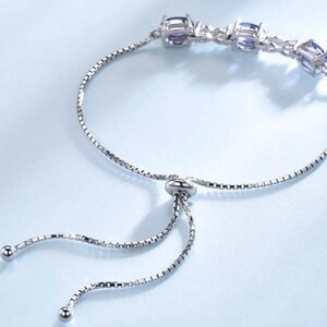 Sterling Silver Chain Bracelet - Adjustable Bracelet - Tanzanite ...