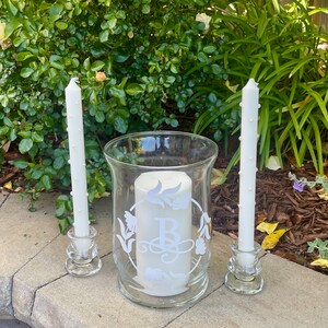 Glass Unity Candle Holder Set. Set of Three. Vinyl Wedding Monogram ...