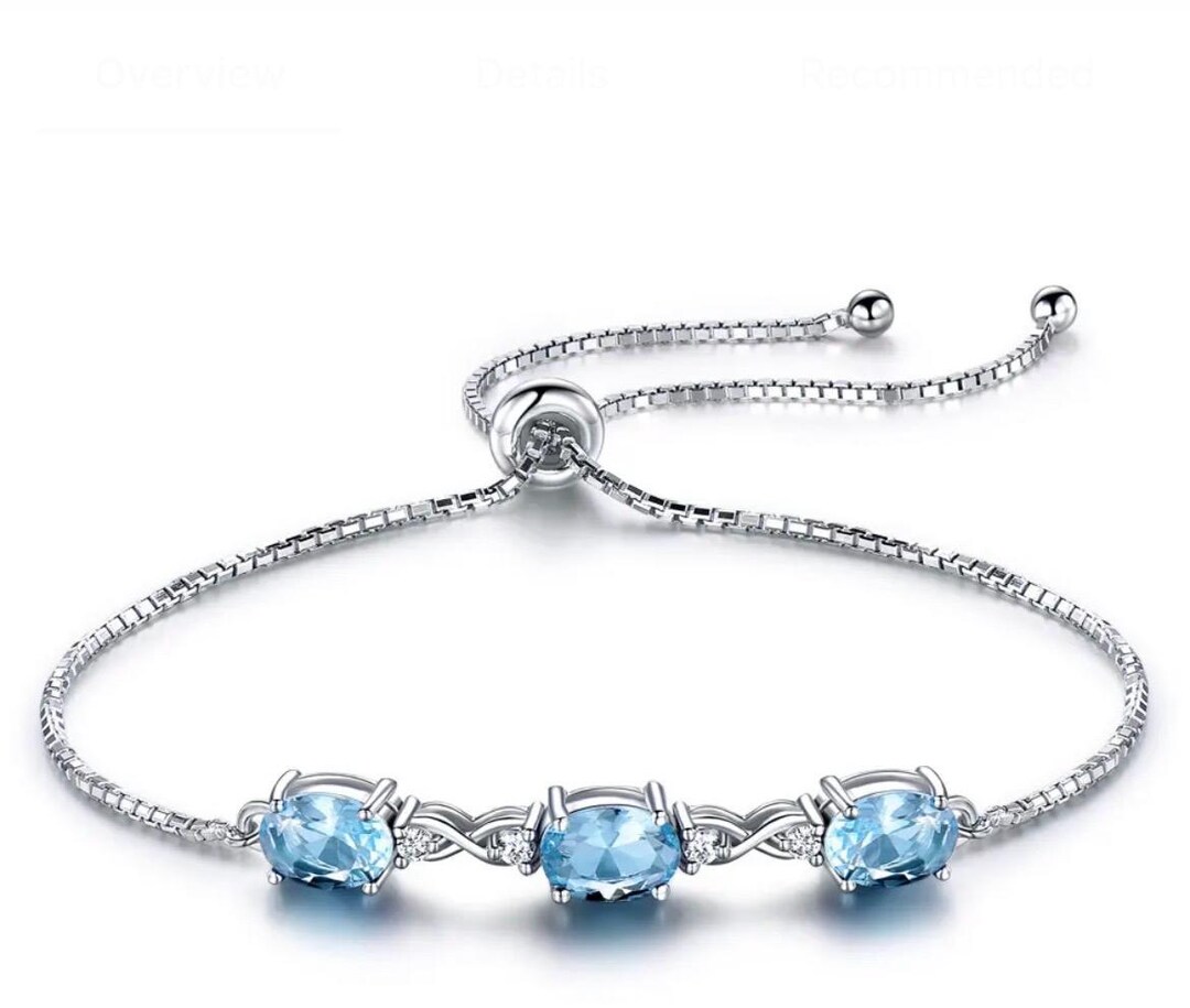 Sterling Silver Chain Bracelet - Adjustable Bracelet - Tanzanite ...