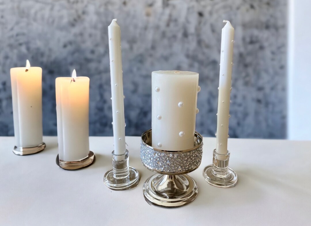 Crystal Unity Candle Holder Set - Unity Candle Holder - Crystal Taper ...