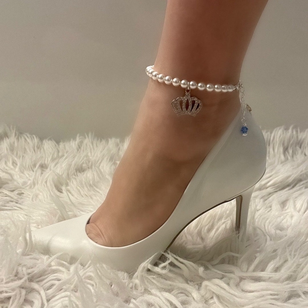 Custom Bridal Anklet - Gold Bridal Anklet - Royal Bride Jewelry - Crown ...