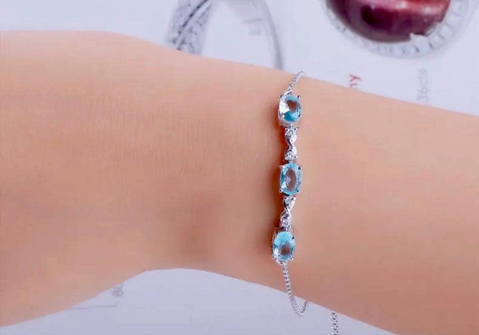 Sterling Silver Chain Bracelet - Adjustable Bracelet - Tanzanite ...