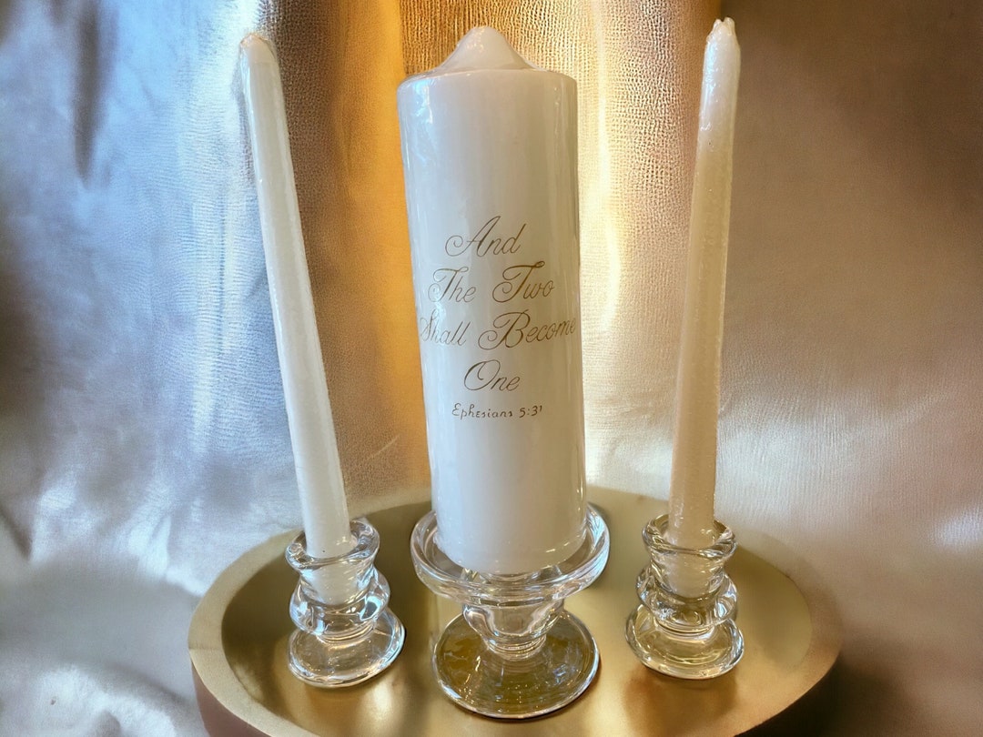 Wedding Unity Candle Set - Gold Accent Candles - Bridal Decor Candle ...