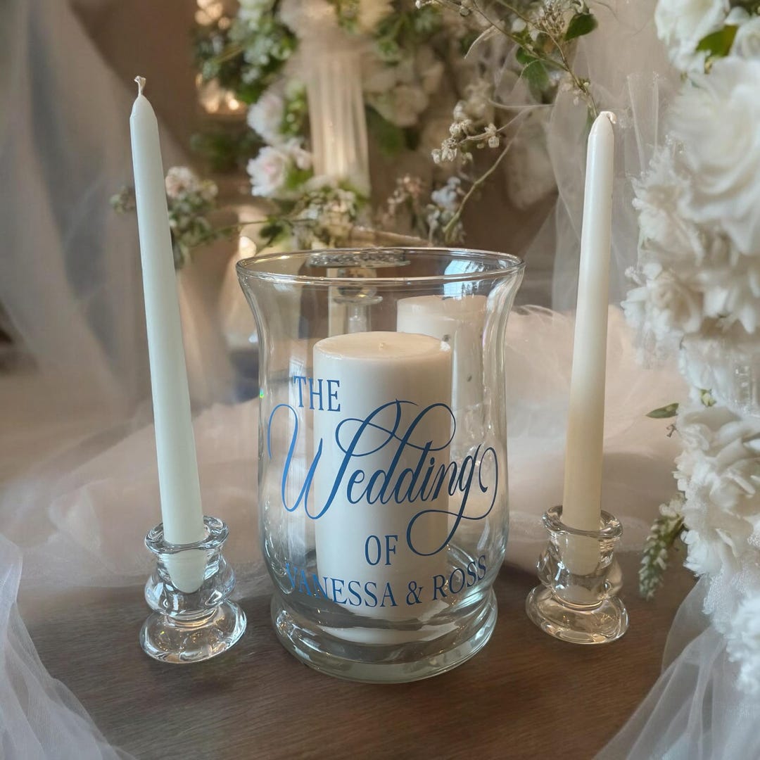 Personalized Glass Candle Holder - White Candle Holder - Long Burn ...