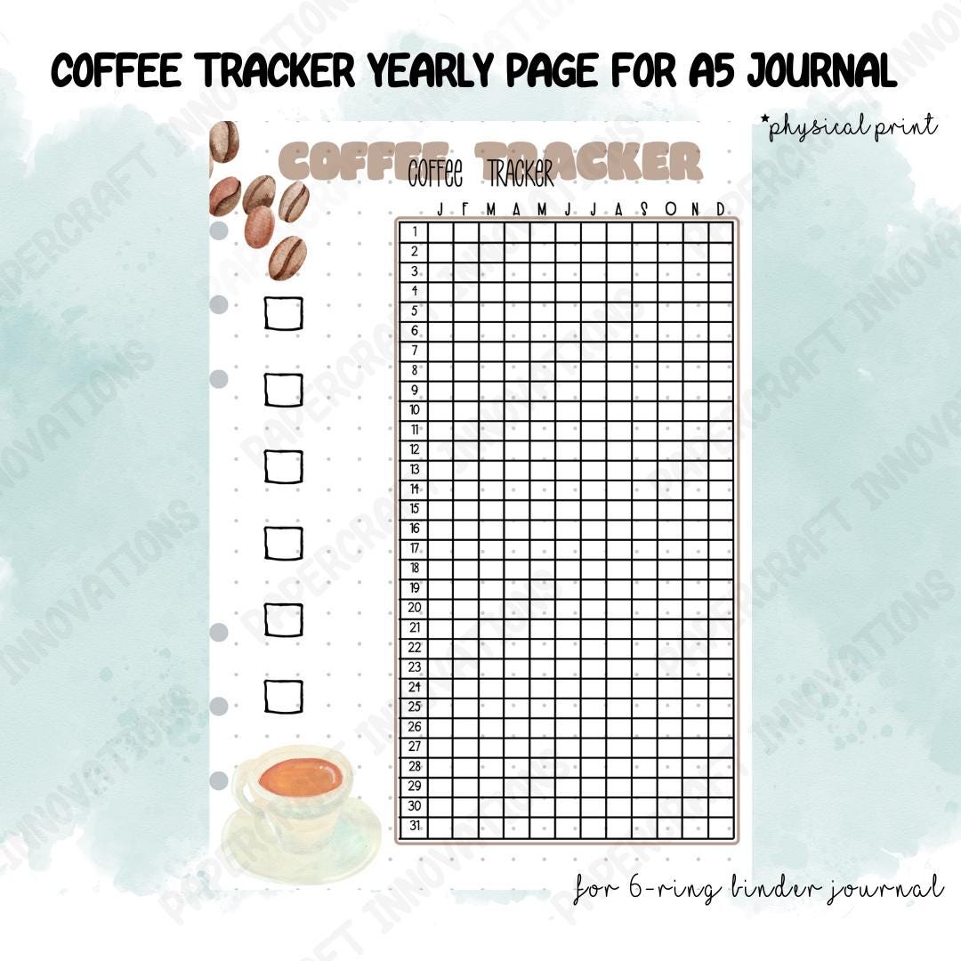 A5 Coffee Tracker Sheet, Pre Made Bullet Journal Template, Guided ...