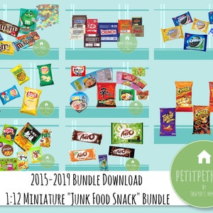 Printable 1:12 Miniature Junk Food Snack 8-in-1 Bundle for - Etsy