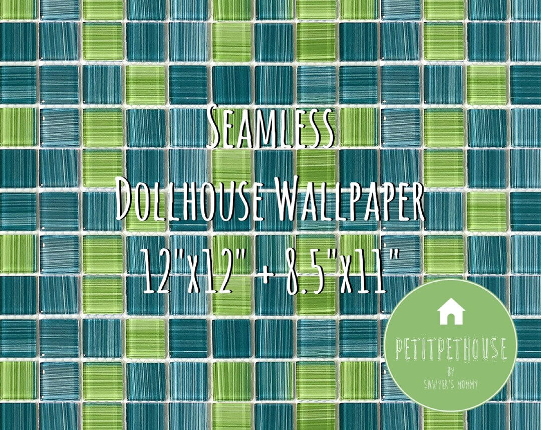 Printable Seamless Blue Green Mosaic Tiles Miniature Dollhouse ...