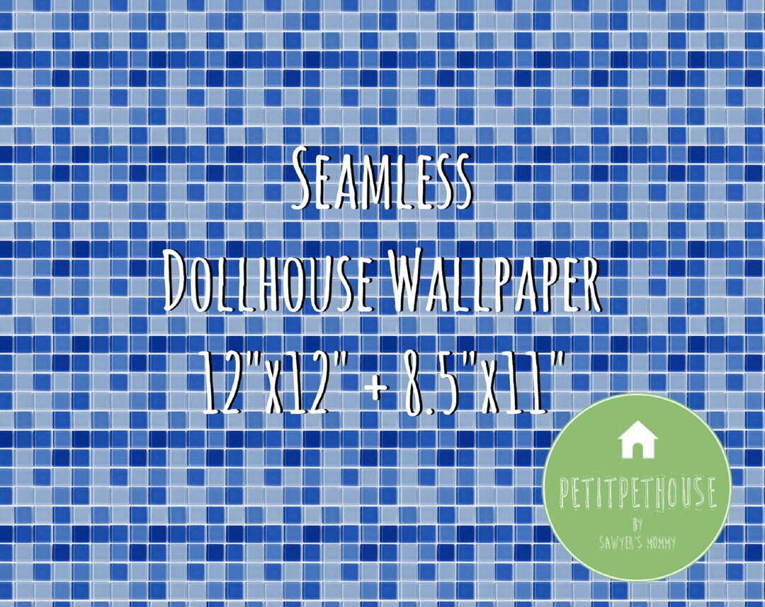 Printable Seamless Dark Blue Glass Tiles Miniature Dollhouse Wallpaper ...